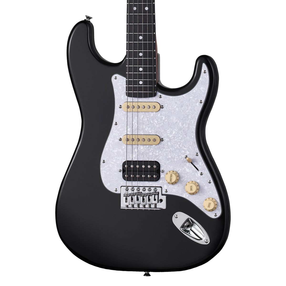 MOOER MSC10 ST-STYLE ELECTRIC GUITAR (BLACK/WHITE SCRATCH PLATE ...
