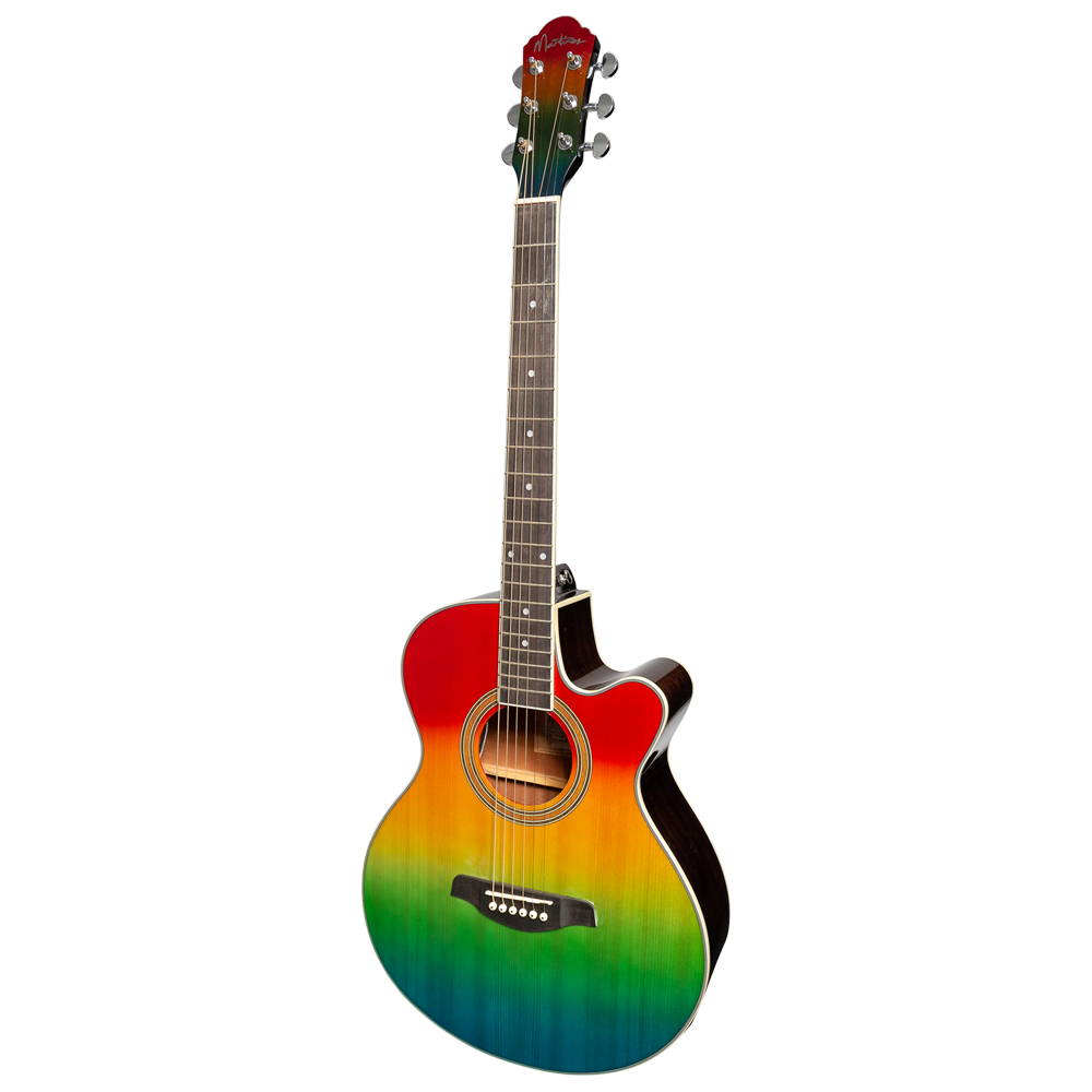 Martinez '41 Series' Folk Size Cutaway Acoustic-Electric Guitar (Rainb ...