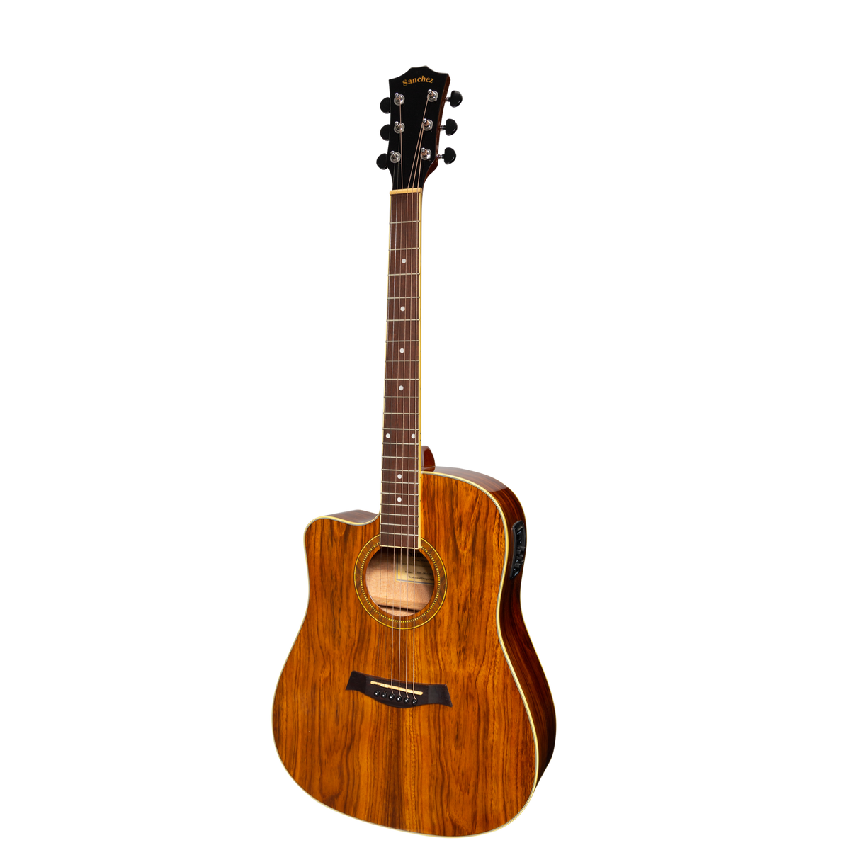Sanchez Left Handed Acoustic-Electric Dreadnought Cutaway Guitar Gloss ...