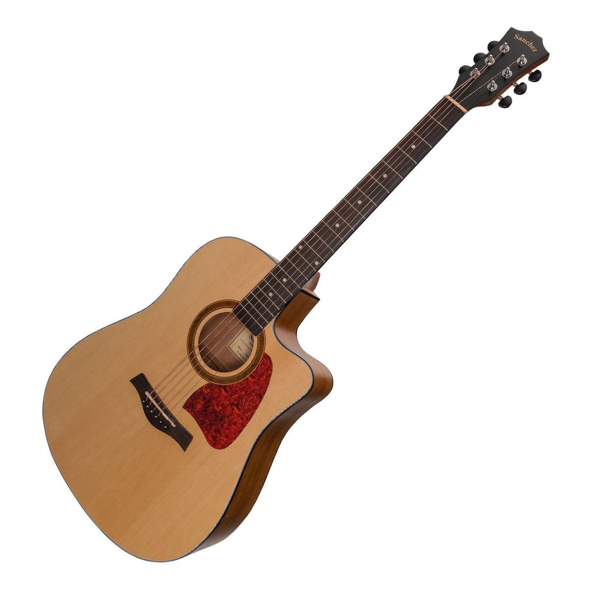 Sanchez Acoustic-Electric Dreadnought Cutaway Guitar (Spruce/Acacia ...