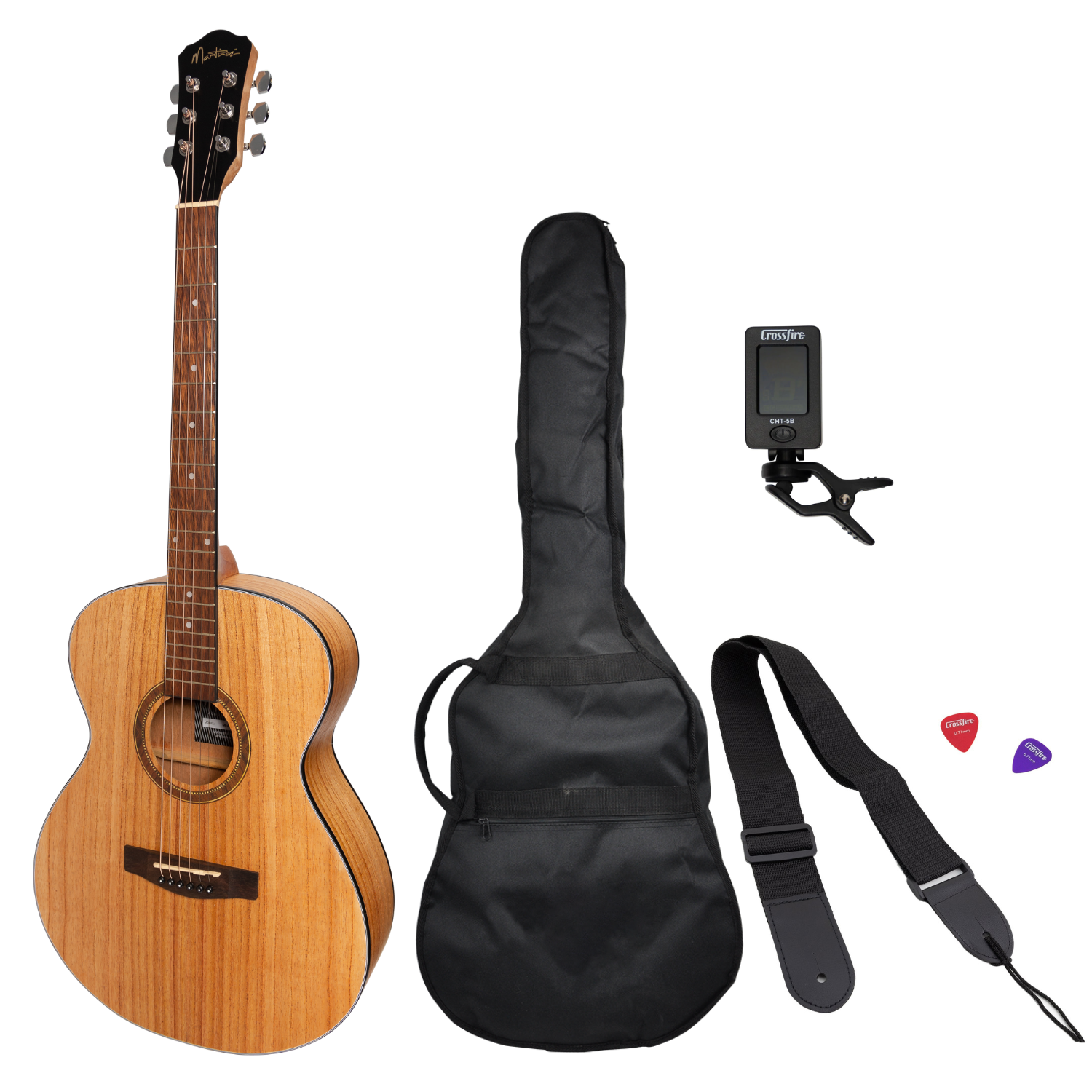 Martinez '41 Series' Folk Size Acoustic Guitar Pack (Mindi-Wood ...