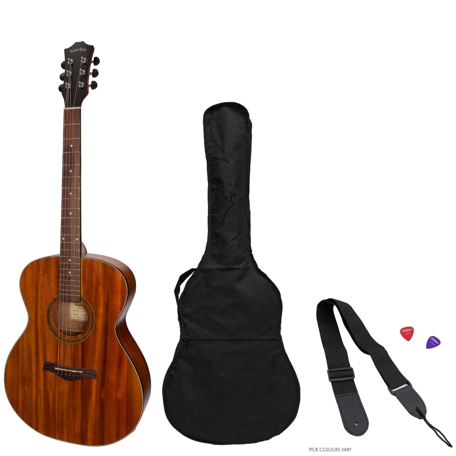 Sanchez Acoustic-Electric Small Body Guitar Pack (Koa) – jademcaustralia